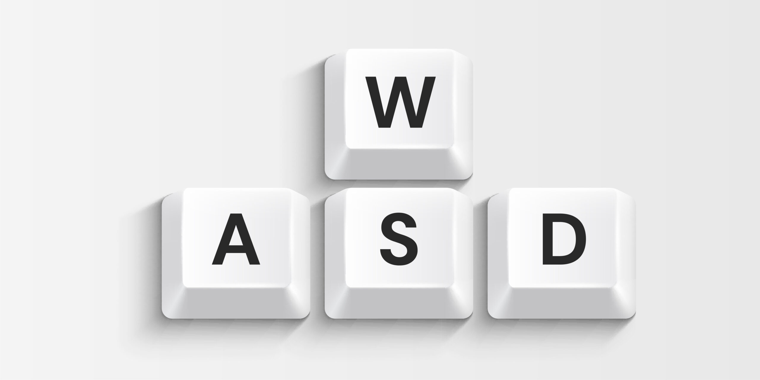 White computer keys on white background. WASD. Vector illustration | LoL忍者